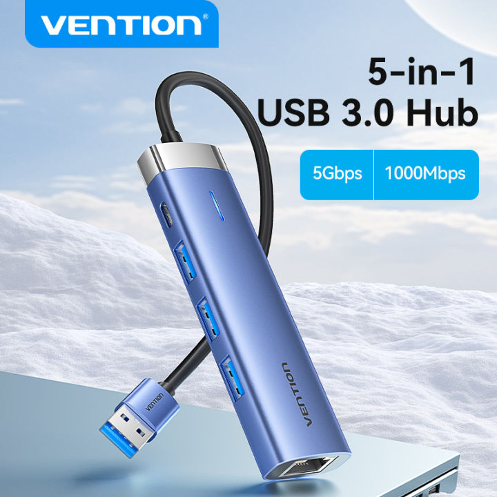 Vention 5 in 1 USB 3.0 HUB USB 3.0 to USB 3.0x3 RJ45 Type C Hub 5Gbps 4 ...