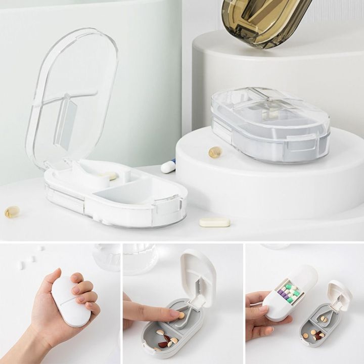 BUUXIAA 2 in 1 กล่องใส่ยาตัด พร้อมกล่องเก็บที่มองไม่เห็น แบบพกพาได้ กล่องยายา การเดินทางการ ...