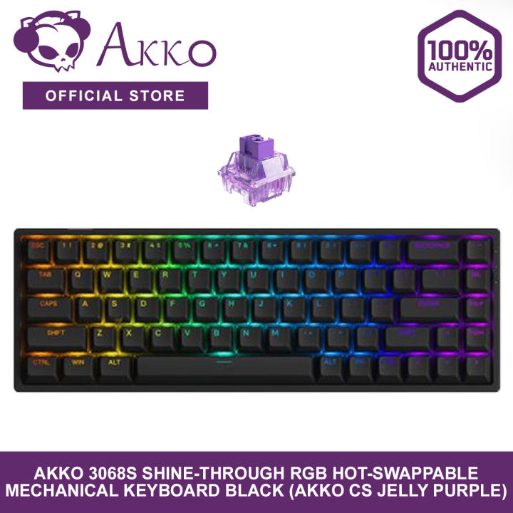 Akko 3068S Shine-Through RGB Hot-Swappable Mechanical Keyboard Black ...