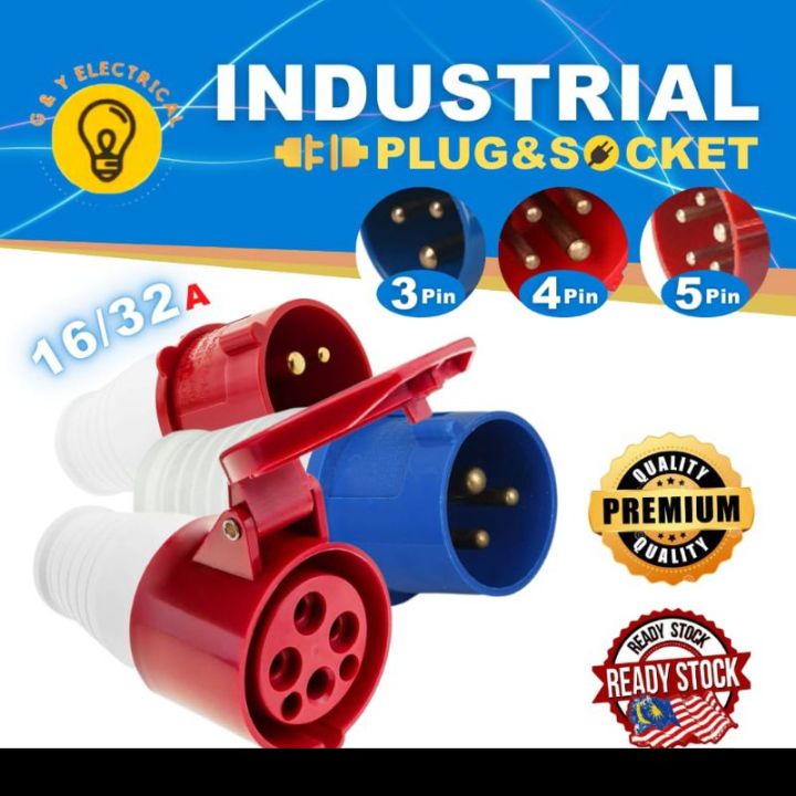 Industrial Plug / Connector Socket / Wall Socket - 16A / 32A (3PIN/4PIN/5PIN) | Lazada