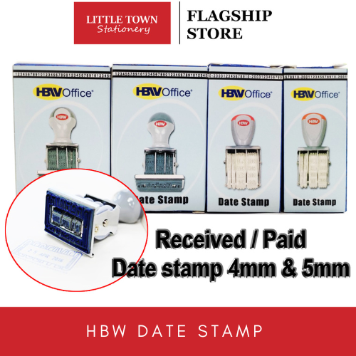 HBW Office Dater Stamp 12Years Received/Paid/Date Stamp 4mm & 5mm ...