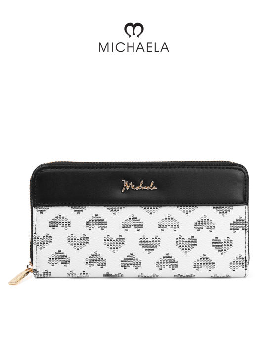 MICHAELA Heart Print Clutch Bag Sophistication Spacious Long Wallet for ...