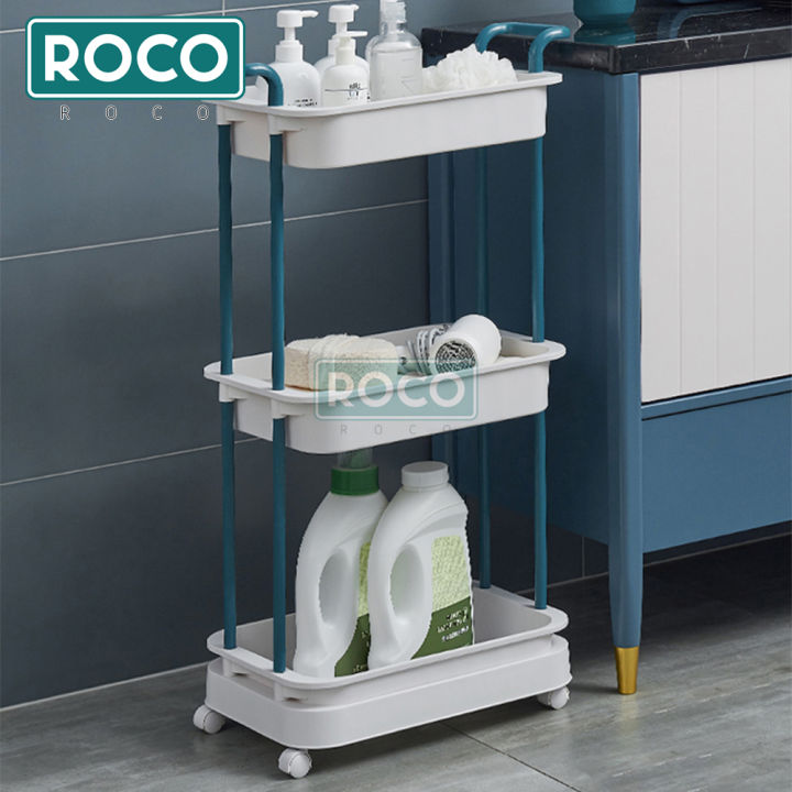 ROCO Multipurpose Fully Plastic Trolley Storage Rack Organizer Cart ...