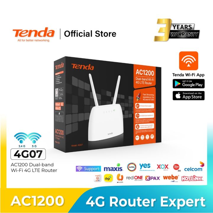 Tenda 4G07 AC1200 4G Mobile Wi-Fi Router- SIM CardHotspot RouterModemNo ...