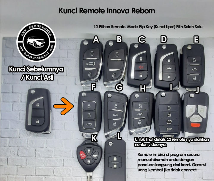 KUNCI REMOTE TOYOTA INNOVA REBORN TYPE G BERGARANSI | Lazada Indonesia