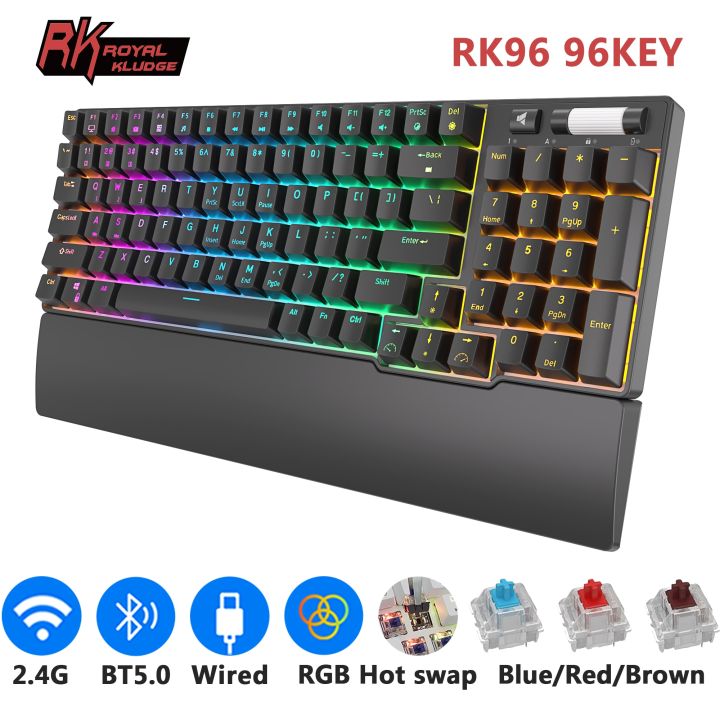 sfhdghsf RK ROYAL KLUDGE RK96 Wireless Bluetooth Mechanical Keyboard 96 ...