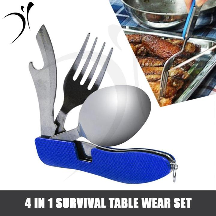 4 in 1 Survival Spoon and fork and bottle opener Stainless steel ...