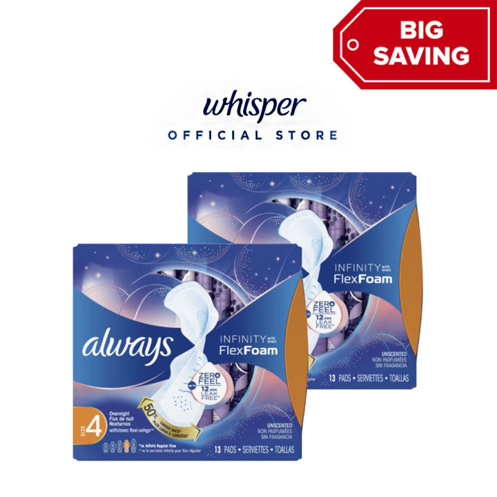 [Bundle of 2] Always Infinity Sanitary Pads 30cm Overnight with Flexi ...