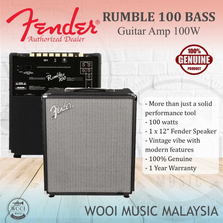 Fender Rumble 100 V3 Electric Bass Combo Amp / Bass Amplifier 1x12 ...