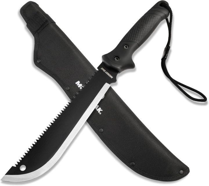 MOSSY OAK Machete with Saw, 19" Sharp Machete with Sheath, Ergonomic No ...