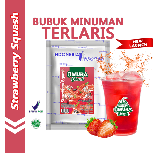 OMURA Blend Bubuk Minuman Premium Rasa Strawberry Squash Tanpa Susu ...