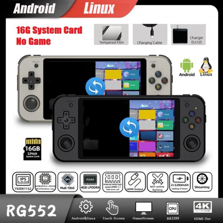 RG552 Retro Video Game Console 5.36 Inch IPS 1920X1152 16G Dual Systems ...