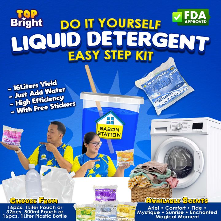 Liquid Detergent H.E. (High Efficiency) DIY Kit Yields 16L w/ Bottles ...