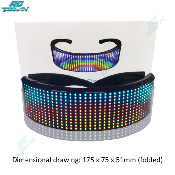 LED Glasses For Party, APP Control LED Display Smart Glasses, USB ...