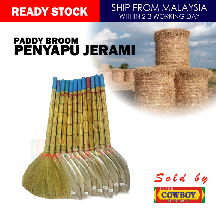 Penyapu Jerami Batang Buluh Paddy Sweep Broom Rattan Handle Broom Paddy ...