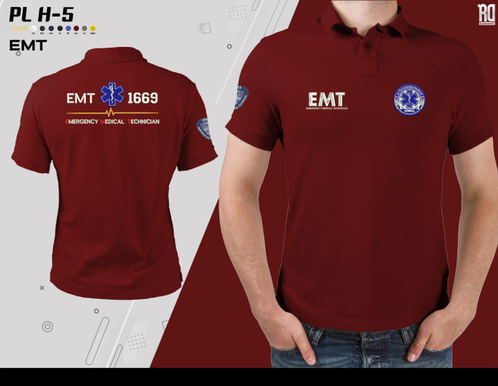 เสื้อโปโล EMT ชุดกู้ชีพ ชุดกู้ภัย งานปัก PL H-5 | Lazada.co.th