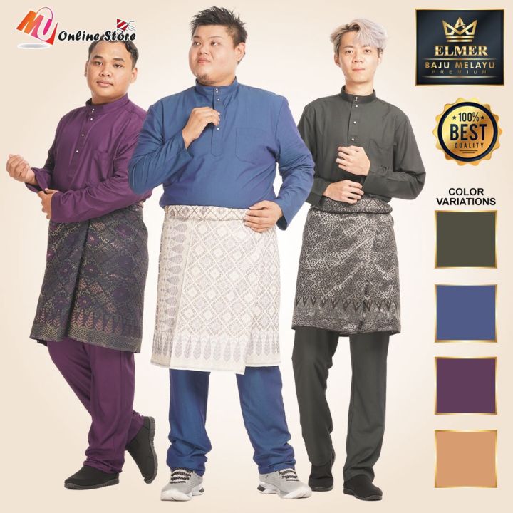 MU ELMER SET BAJU MELAYU MODERN SLIM FIT DEWASA / BAJU MELAYU SEPASANG ...