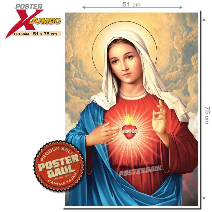 Poster XJumbo BUNDA MARIA HATI KUDUS #XJFJP355 - ukuran 51 x 75 cm ...