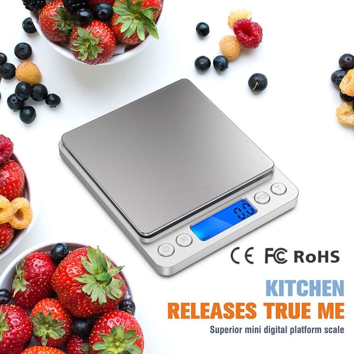 MegaMall Digital Kitchen Scale 3kg/0.1g Digital Gram Scale Food Weighing Scale with 2 Trays ...