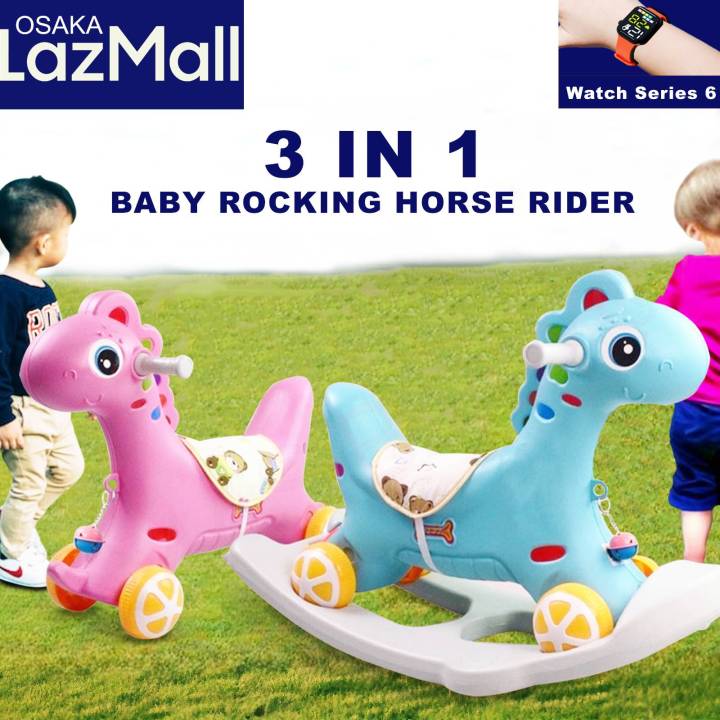 Children's Rocking Horse Kid Gift: 3-in-1 Rocking Horse Rider Push Car ...