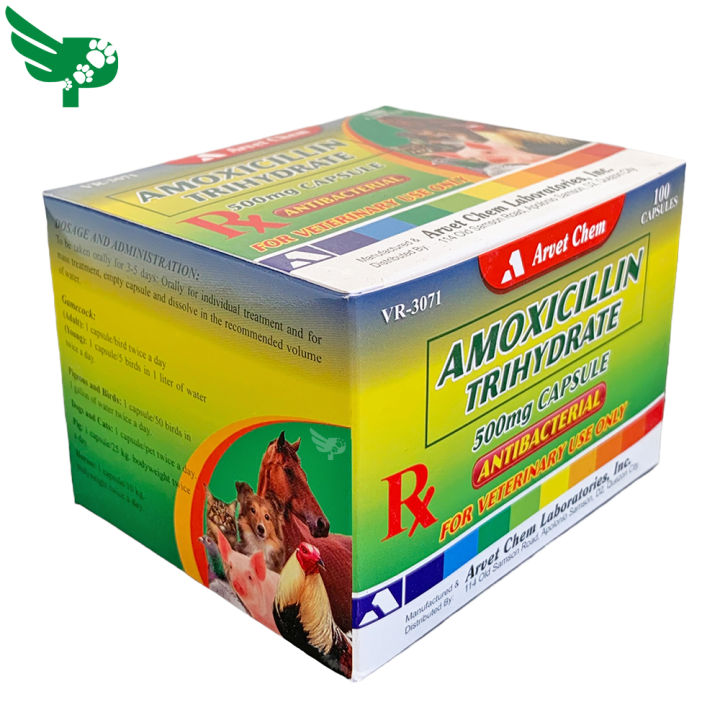 Arvet Chem - Amoxicillin Trihydrate - 100 Capsules (1 Box) - 500mg ...