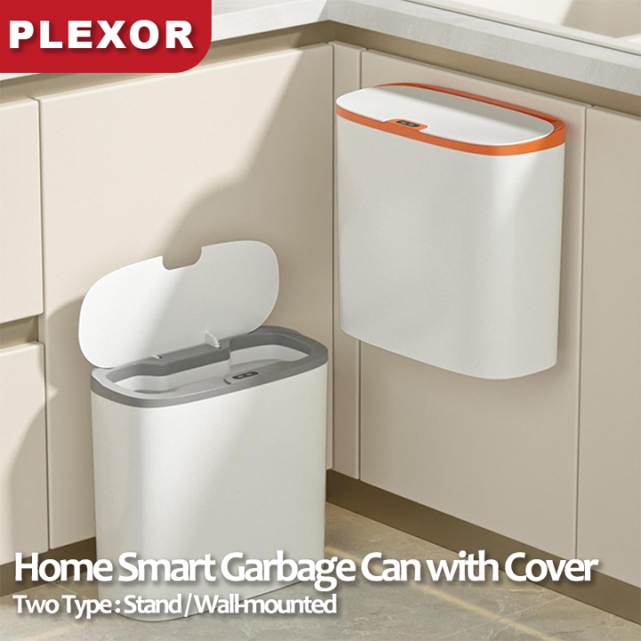 Plexor 12L Home Smart Garbage Can with Cover, Bathroom Slim Inductive ...