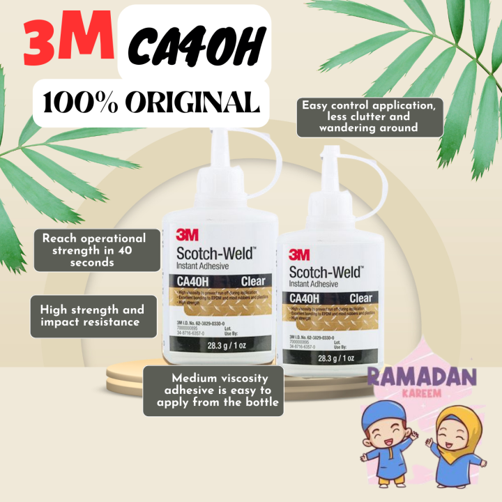 READY STOCK 3M SCOTCH-WELD INSTANT ADHESIVE CA40H CLEAR 1 FL.OZ / 28.3G ...