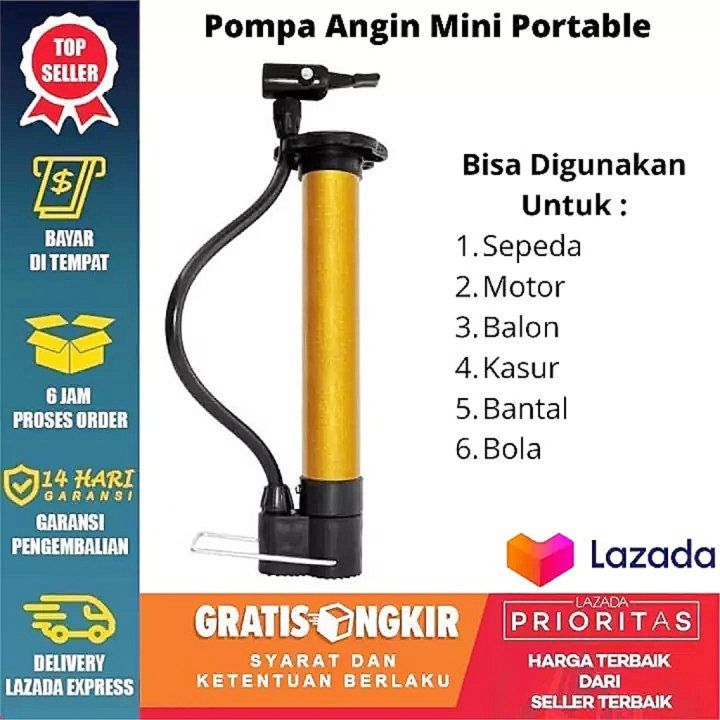 Pompa Sepeda Mini Kompa Portable Pompa Angin Ban Pompa Pelampung Bola ...