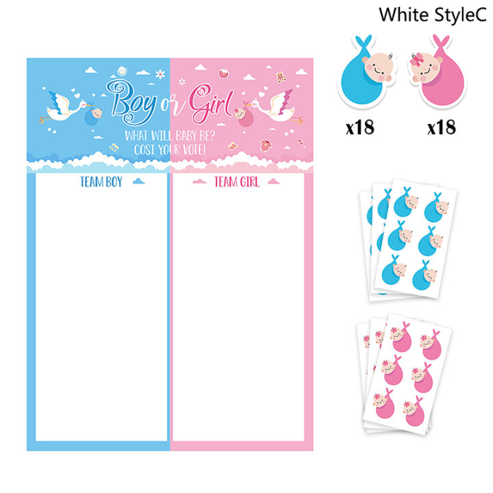 Graceful Boy or Girl Gender Reveal Voting Game Poster Board with Stickers Baby Gender Reveal ...