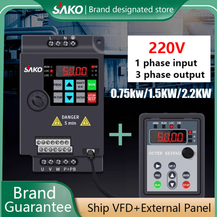 【Free Panel】SAKO SKI780 380V 0.75KW/1.5KW/2.2KW/4KW/5.5KW 220V 1HP Mini VFD 3-Phase Input 3 ...