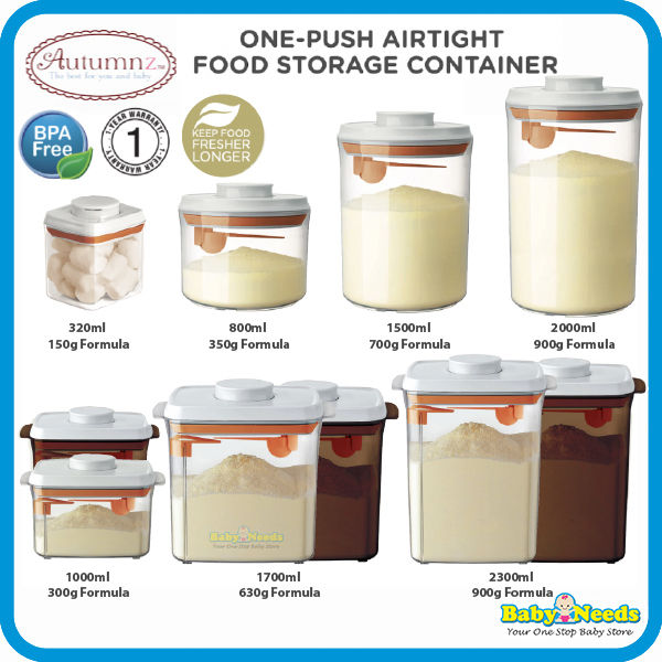Autumnz One-Push Airtight Food/Formula/Powder/Snack Storage Container ...