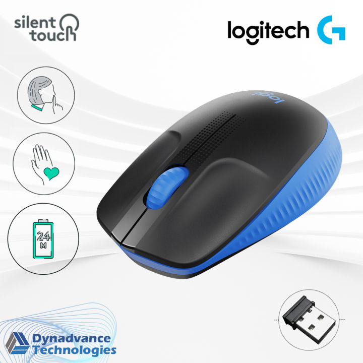 Logitech FULL-SIZE Wireless M190 MOUSE (Blue) Contoured design ...