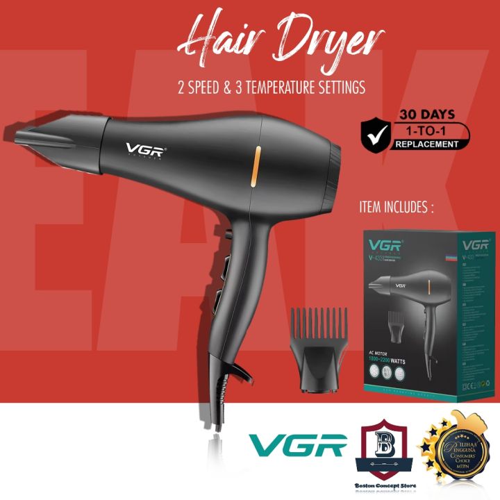 VGR V-433 Barber Equipment Powerful AC Motor Hair Styler Professional Electric Hooded Hair Dryer ...