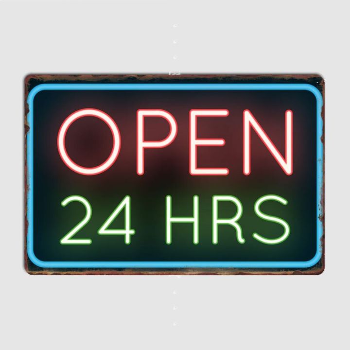 Open 24 Hours Neon Sign - Perfect for Garage, Living Room, or Cinema ...
