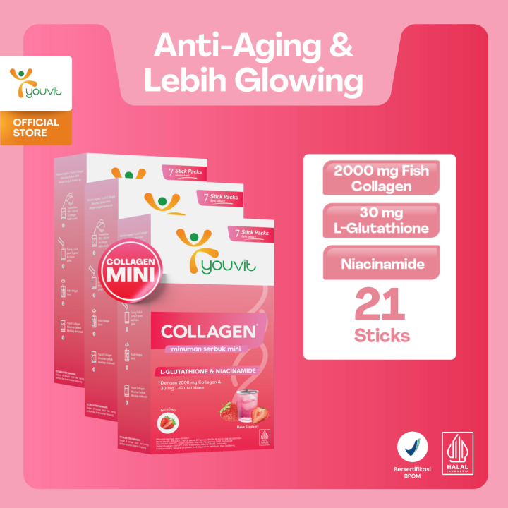 Youvit Collagen Mini Drink 21 Hari untuk Anti Aging, Lebih Glowing dengan Collagen, L ...