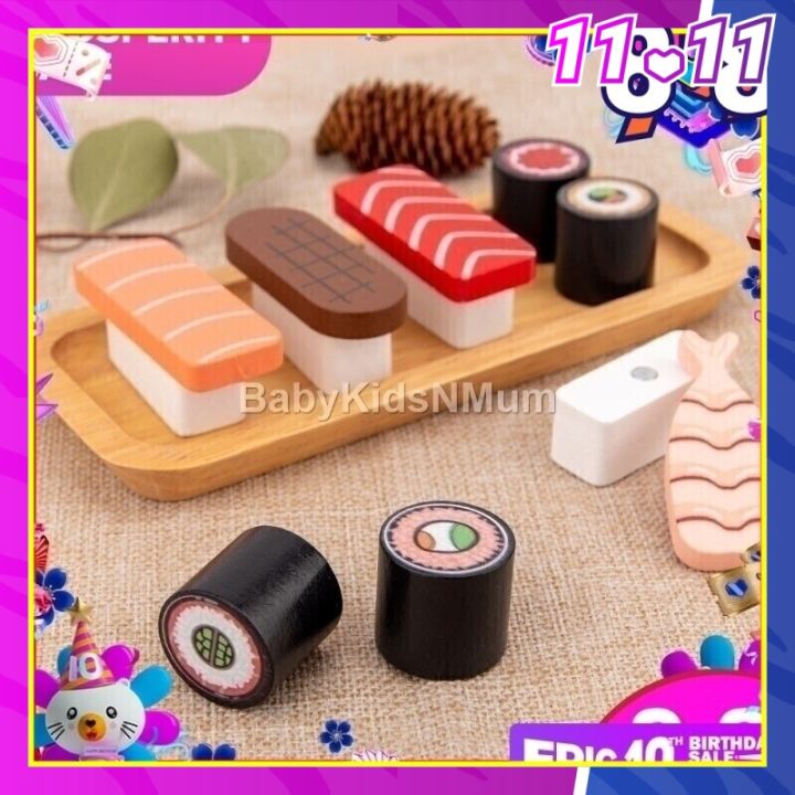 Wooden Sushi Chef Magnetic Food Pretend Play Toys Set For Kids Food ...