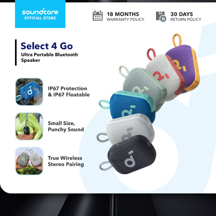 Soundcore Select 4 Go, 5W Crystal Clear Sound,Bluetooth Speaker, IPX67 ...