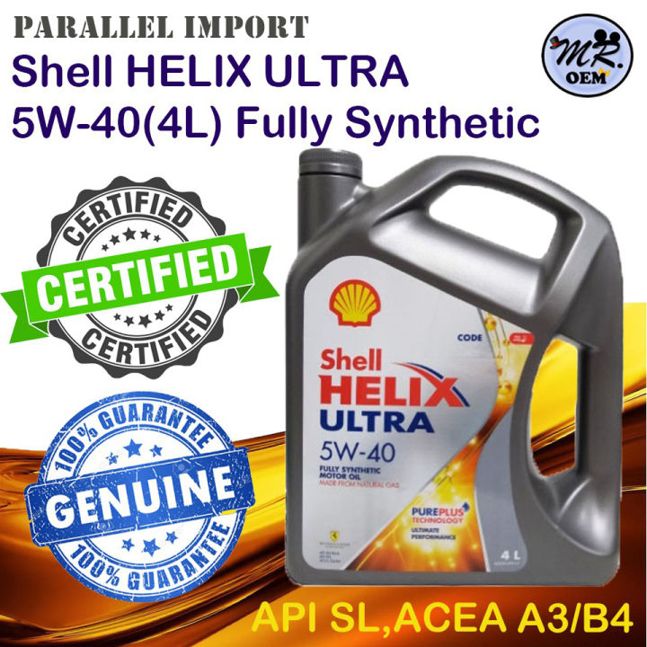 MR OEM Shell Helix Ultra 5W40 SN PLUS 5W-40 (4L) Fully Synthetic Engine Oil Lubricant | Lazada