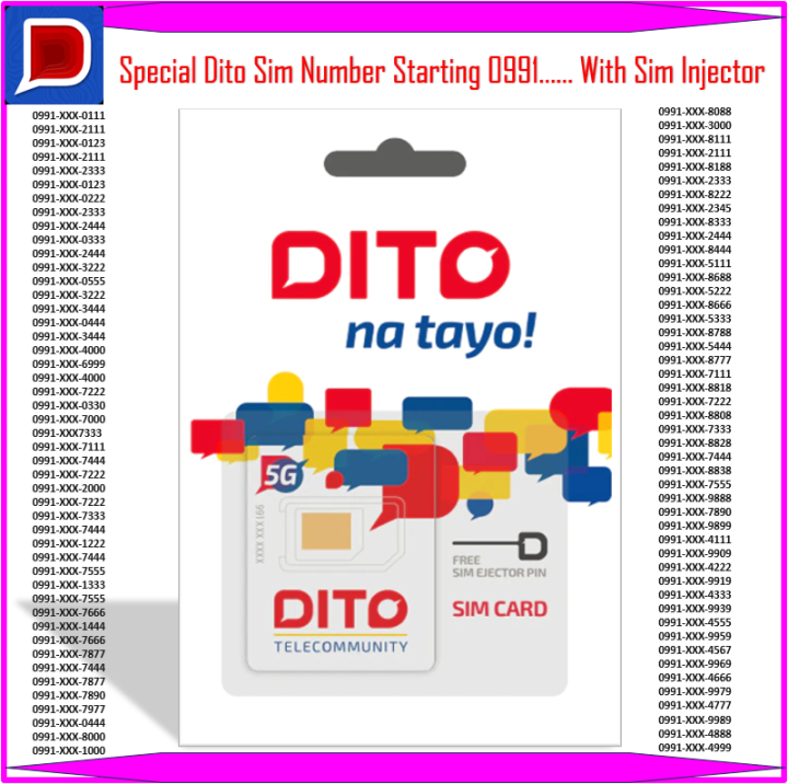 VANITY Special DITO SIM (Number) Start 0991-xxx-9888 W/ Free 3GB Data ...