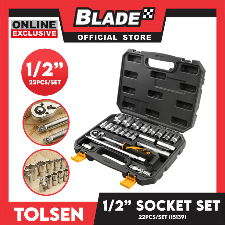 Tolsen Industrial 22pcs 1/2" Socket Set With Durable Storage Case 15139 | Lazada PH