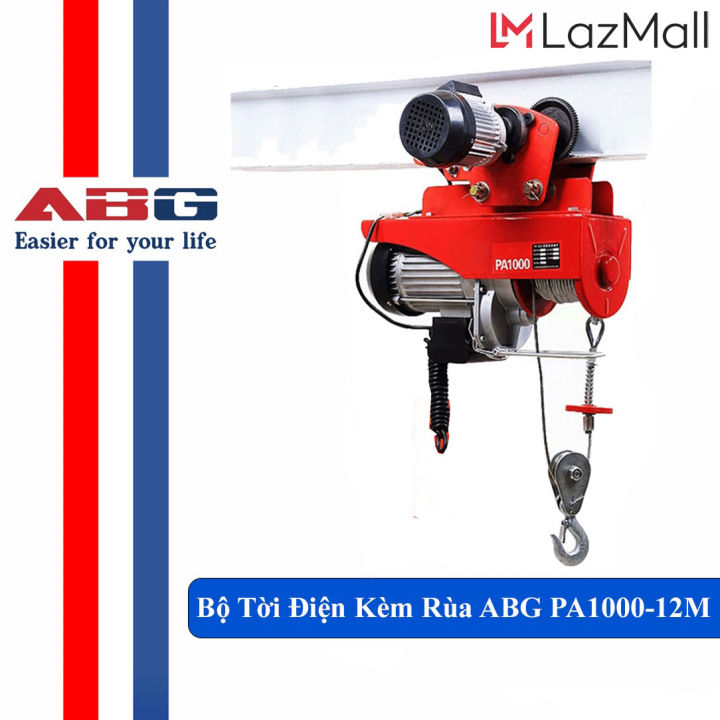 Bộ Tời Điện Kèm Rùa ABG PA1000 (500/1000Kg) 12 Mét Giúp Máy Tời Treo ...