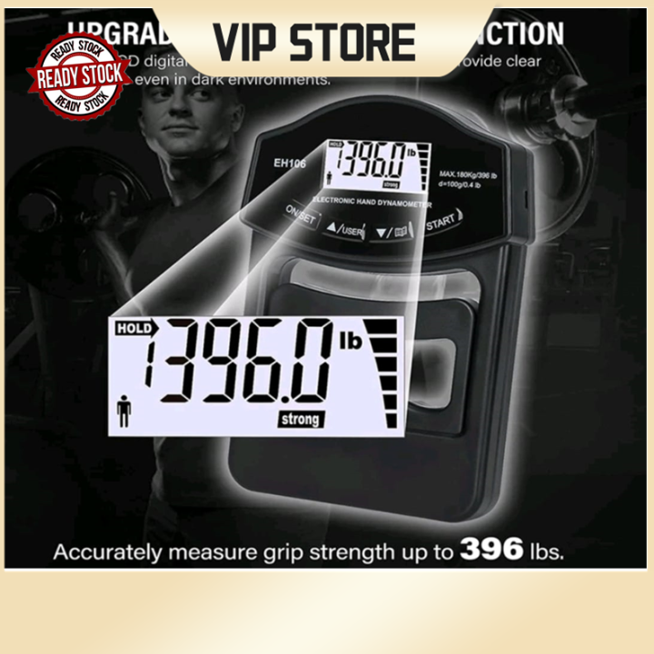 VIP Grip Strength Tester 396Lbs180Kg Digital Hand Dynamometer Grip ...