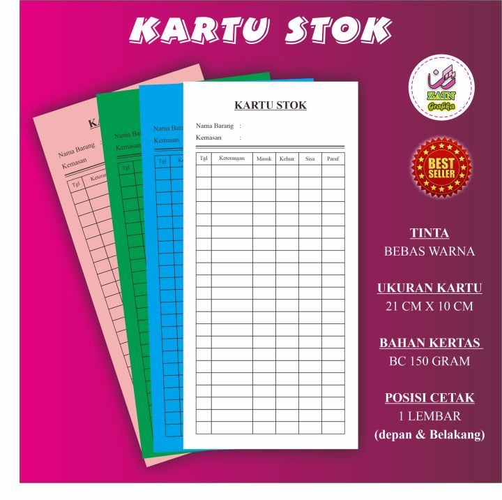 Kartu Stok Barang Kartu Stok Obat 100 Lembar Zain Grafika | Lazada ...