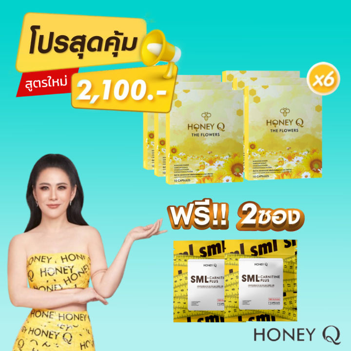 สูตรใหม่ Honey Q ฮันนี่ คิว 6 กล่อง + แอล-คา 2 | Lazada.co.th