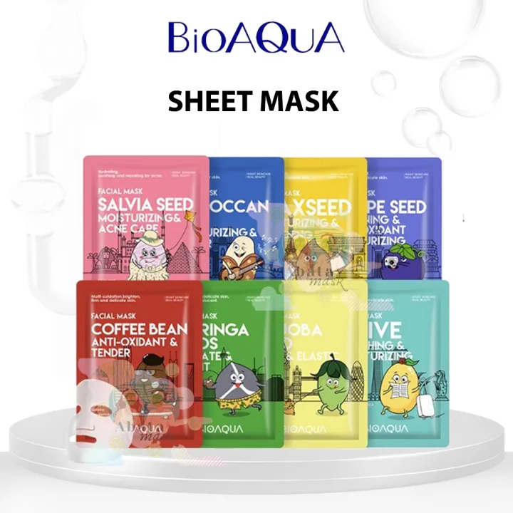 BIOAQUA VARIAN BIJI BUAH SHEET MASK | Masker Wajah Biji Buah Face Mask ...