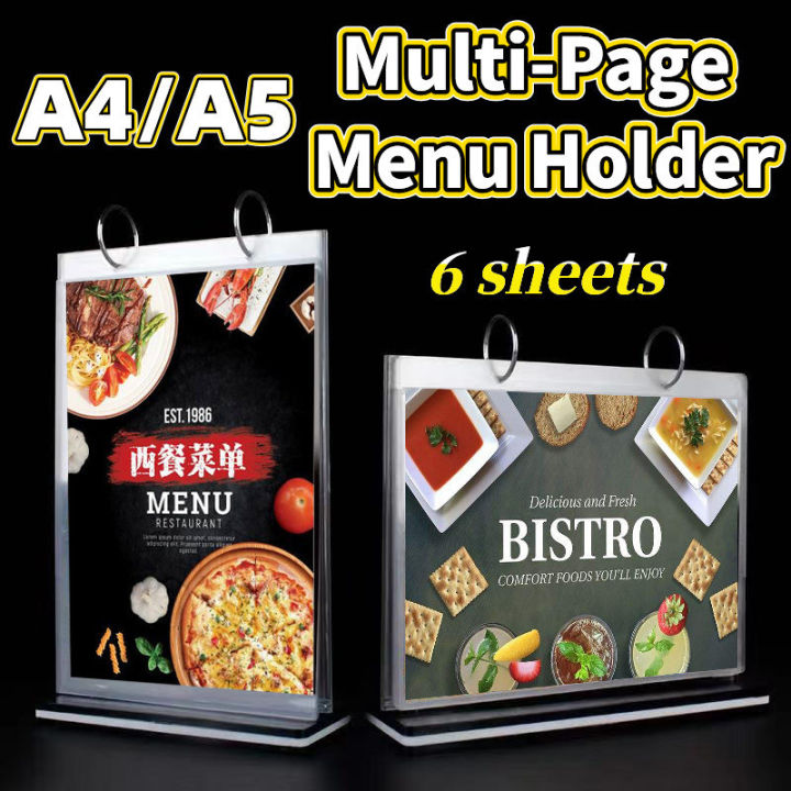 A4/A5 Multi-Page Flip Menu Board Acrylic Transparent Menu Display ...