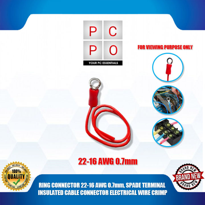 RING CONNECTOR 22-16 AWG 0.7mm, SPADE TERMINAL INSULATED CABLE ...