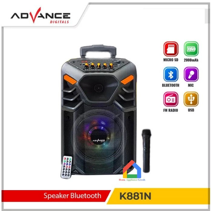 Speaker Portable Advance K881 + MIC WIRELESS / Advance Speaker Portable Karaoke | Lazada Indonesia