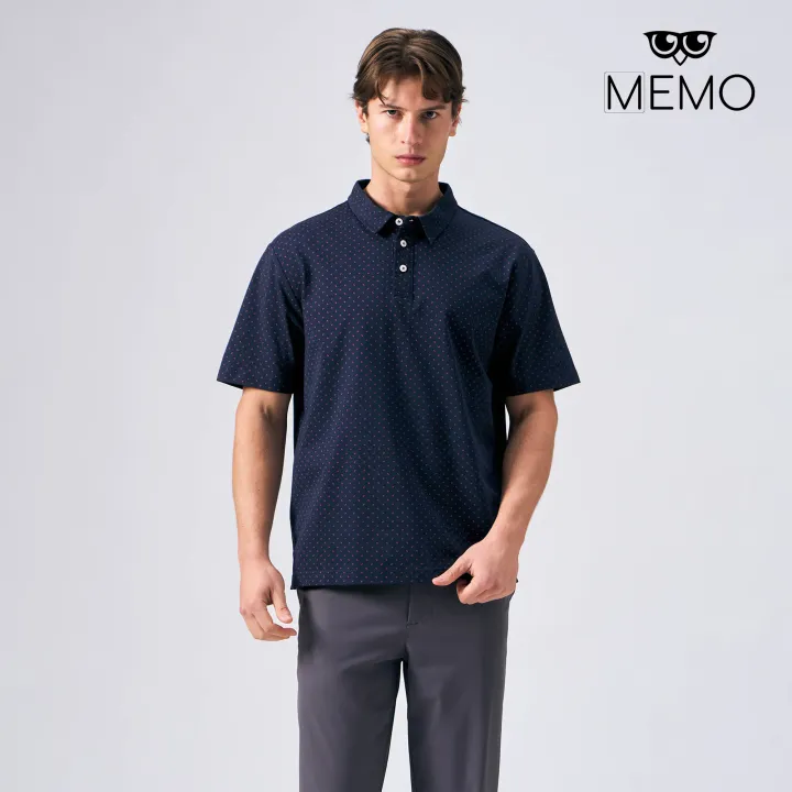 Memo Smart Cooling All Over Print Polo (Navy Blue/Pale Blue) | Lazada PH