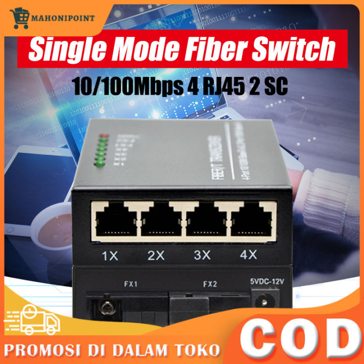 2F 4E 10/100Mbps 4 RJ45 2 SC Ethernet Fiber Converter Switch Optical ...